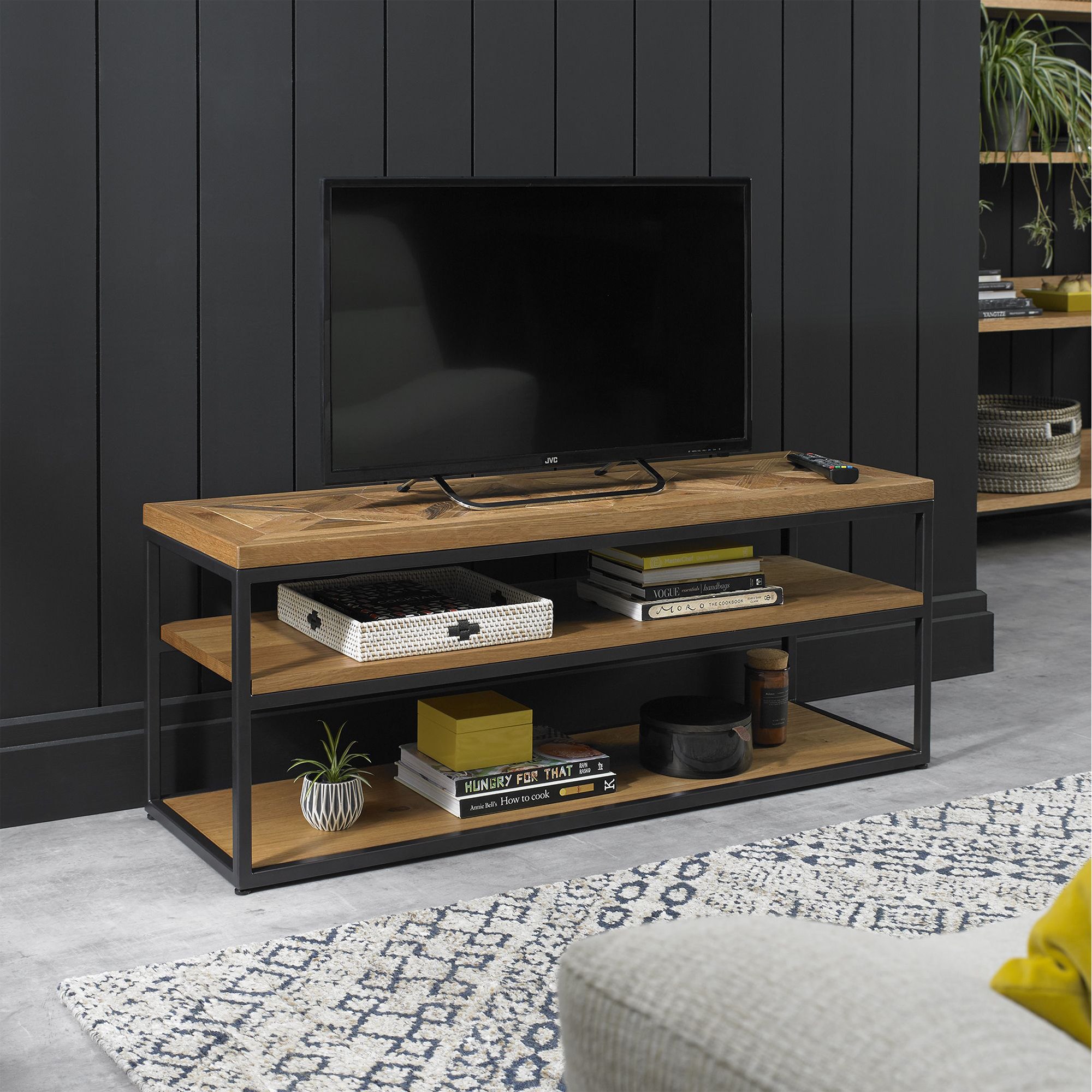 IRIS RUSTIC OAK DINING Cookes Collection Iris Open Entertainment Unit ...