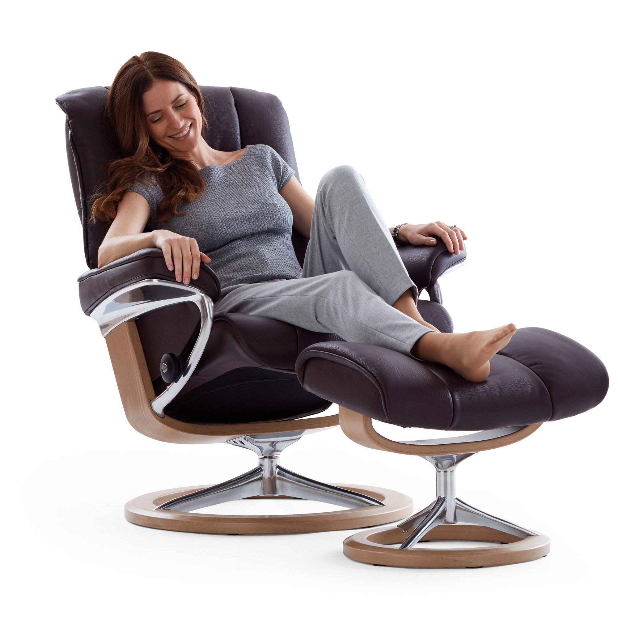 STRESSLESS MAYFAIR MEDIUM Stressless Mayfair Medium Chair & Stool ...