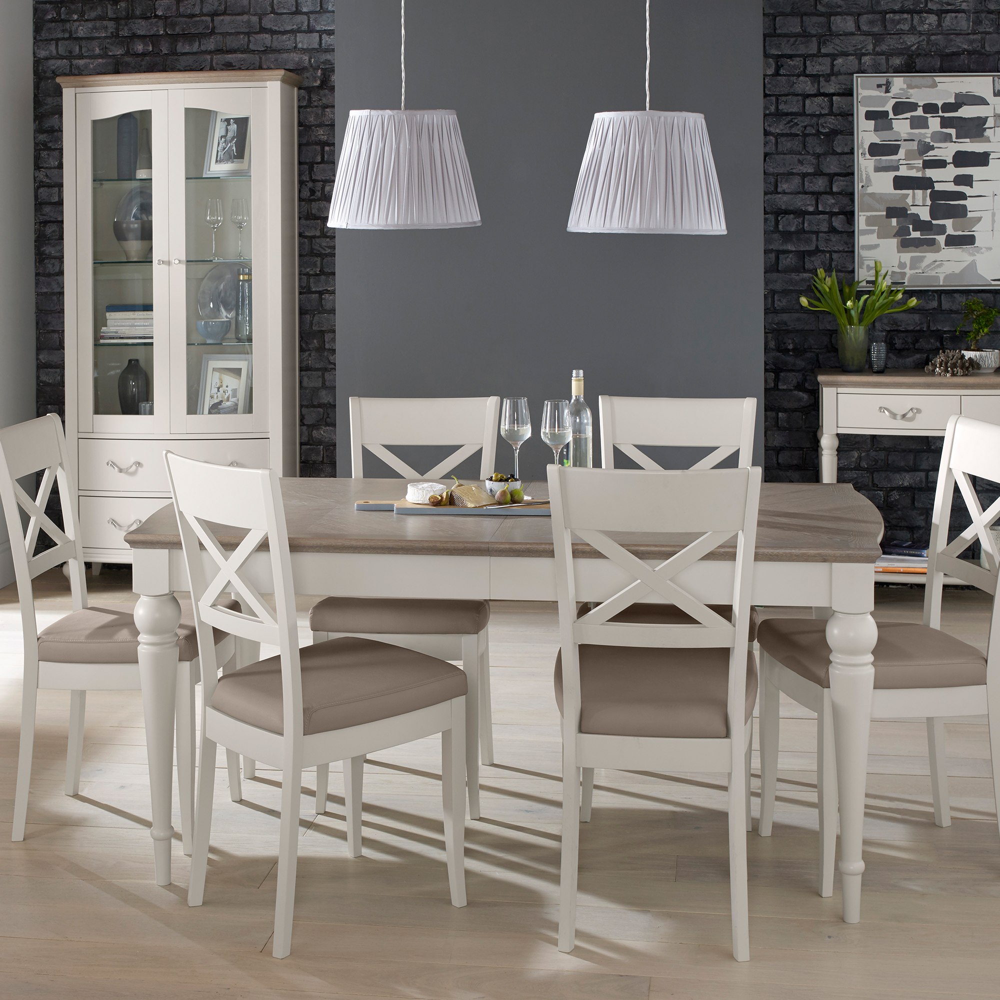 GENEVA WASHED OAK & SOFT GREY DINING Cookes Collection Geneva Large ...