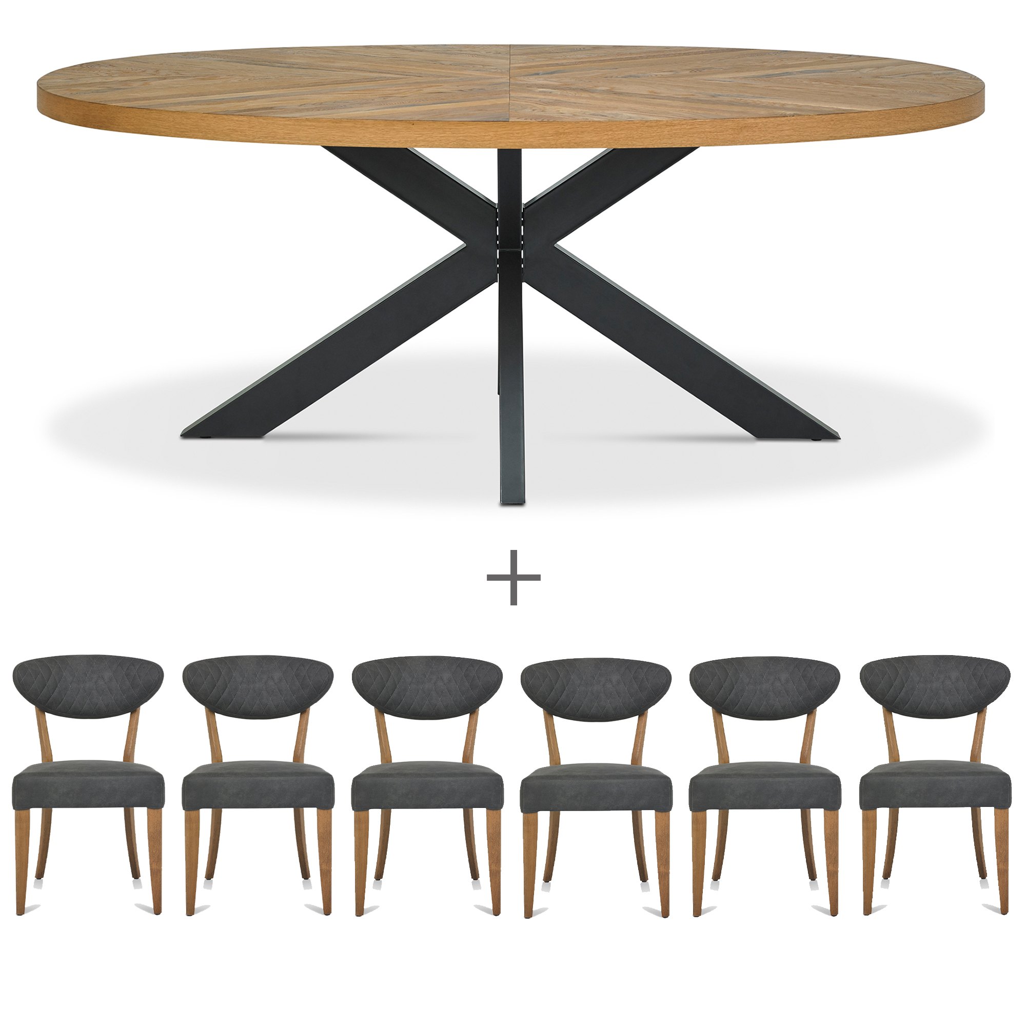 SATURN RUSTIC OAK DINING Cookes Collection Saturn Dining Table & 6 ...