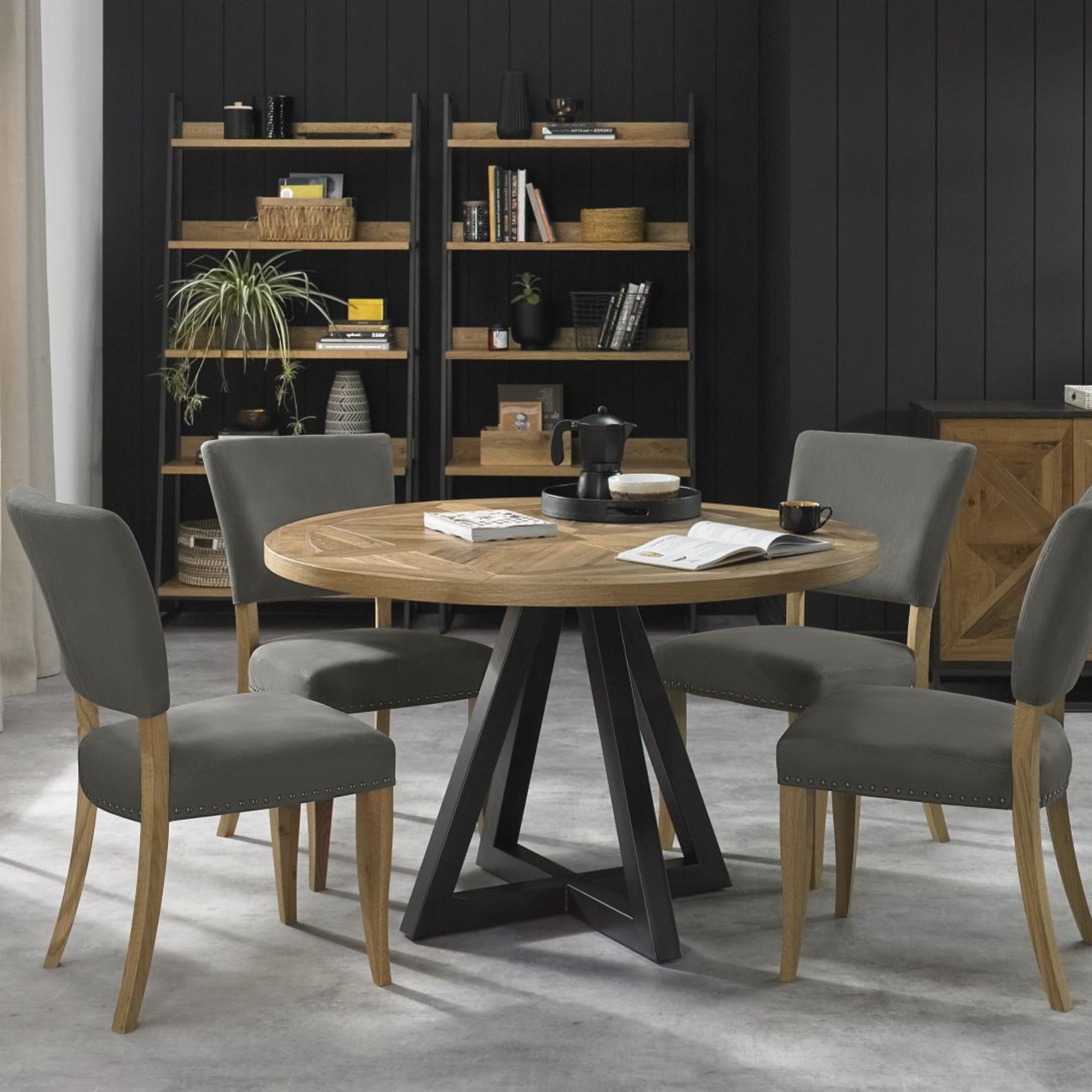 IRIS RUSTIC OAK DINING Cookes Collection Iris Circular Dining Table & 4 ...