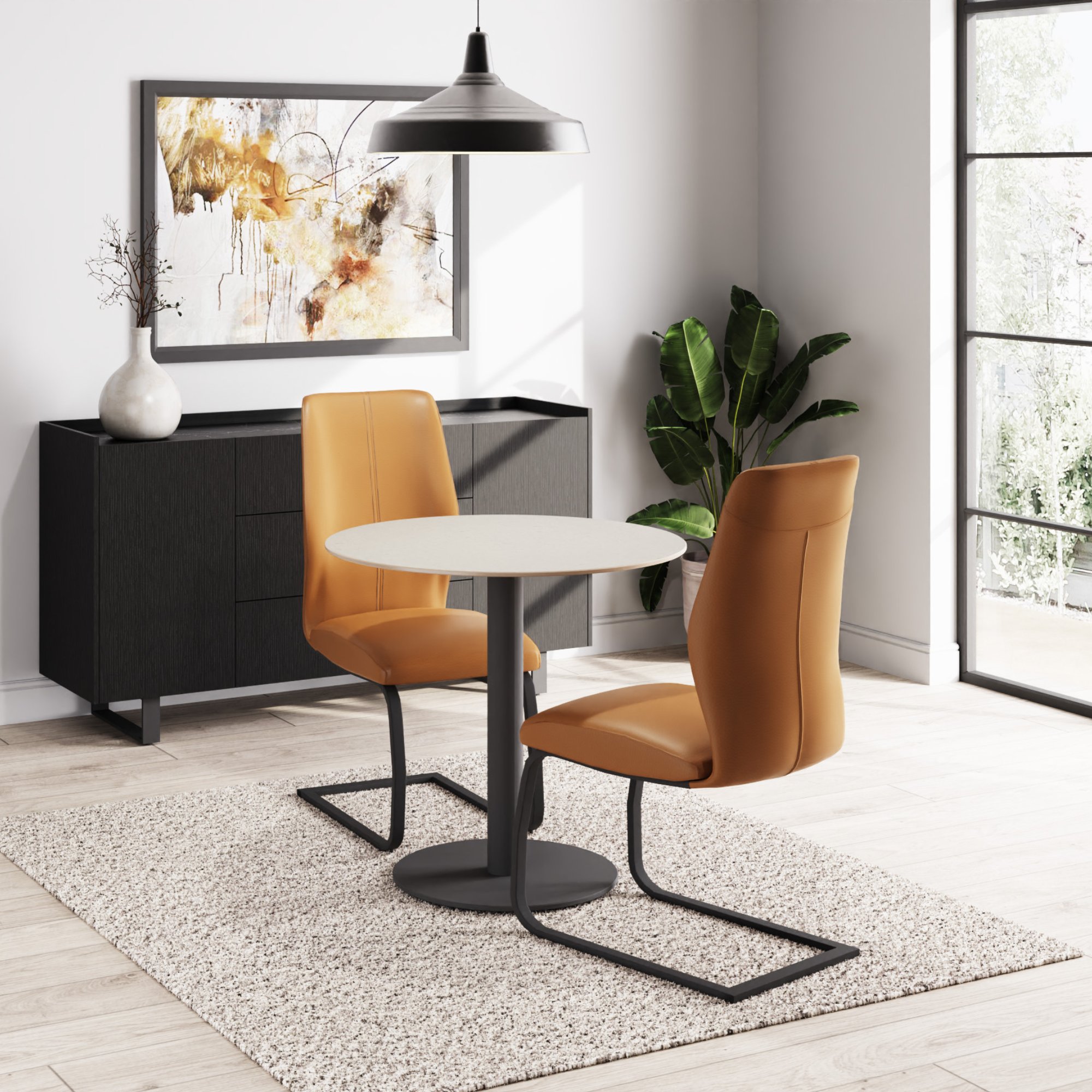 Quartz Circular Table & 2 Chairs | Cookes Furniture