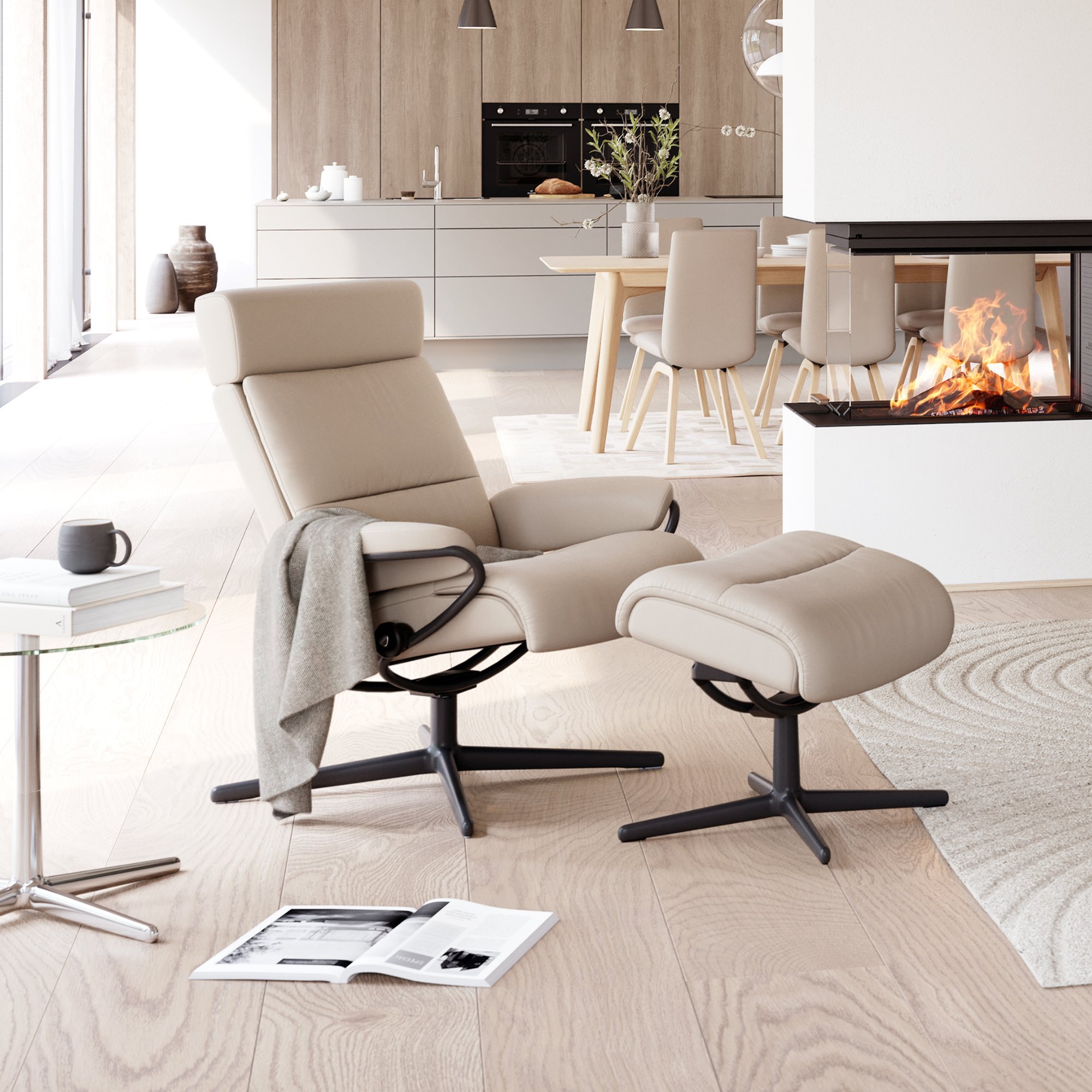 Stressless Tokyo Medium Chair & Stool Cross Base | Cookes Furniture