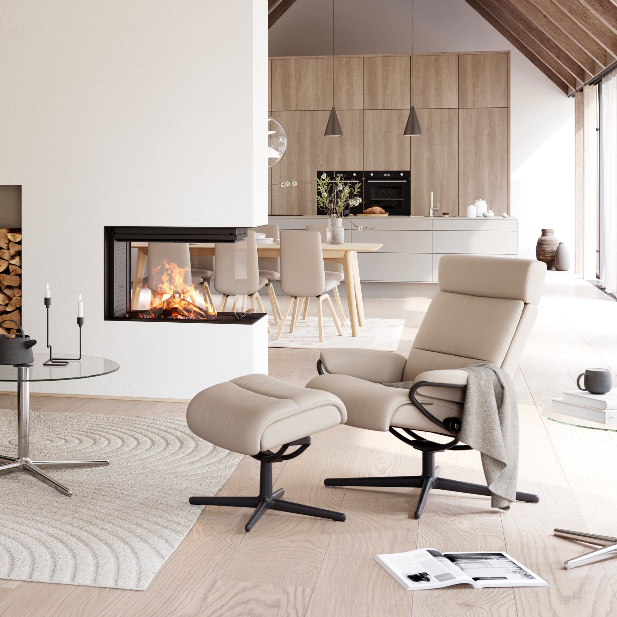 Stressless Tokyo Medium Chair & Stool Cross Base | Cookes Furniture