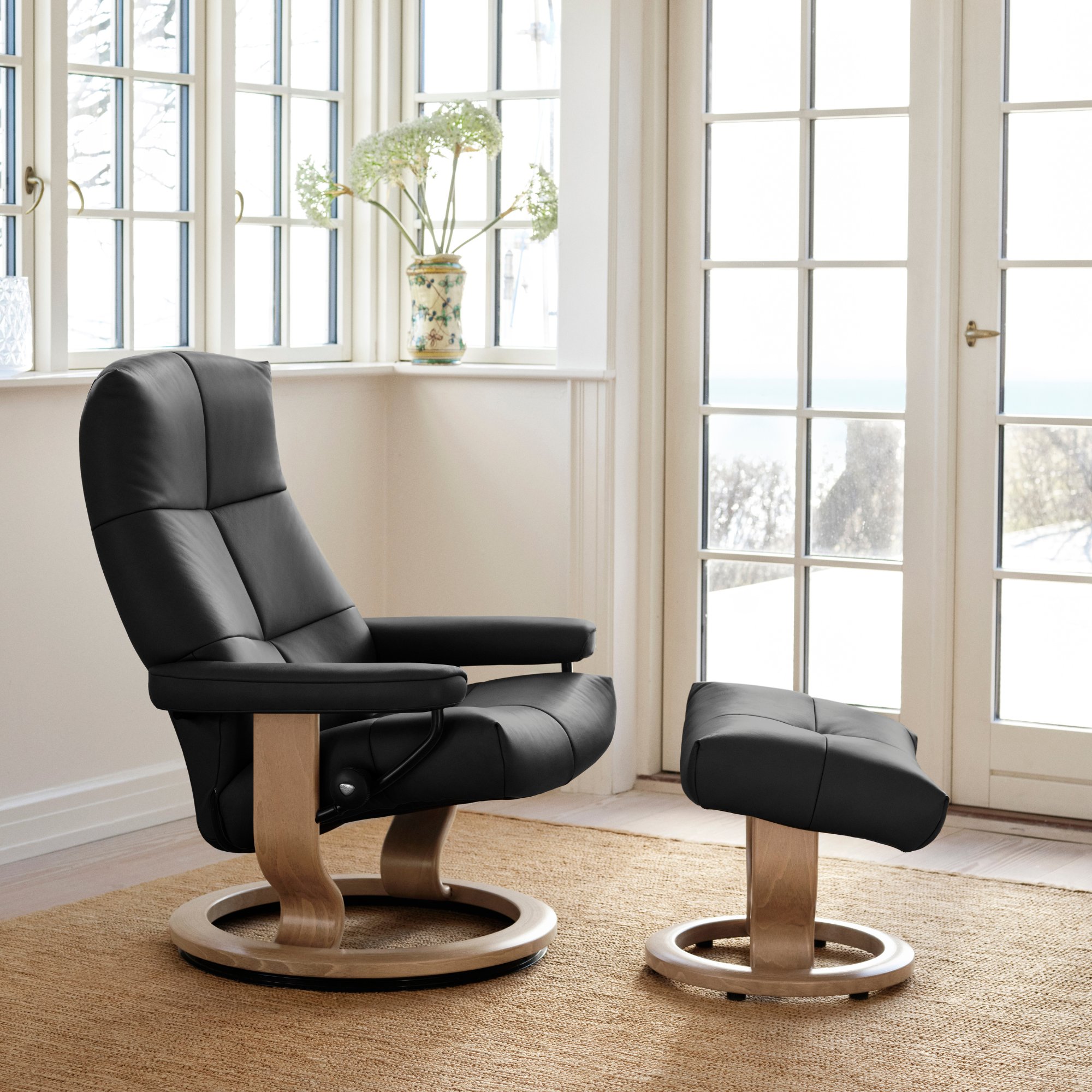Stressless David Small Chair & Stool Classic Base | Cookes Furniture