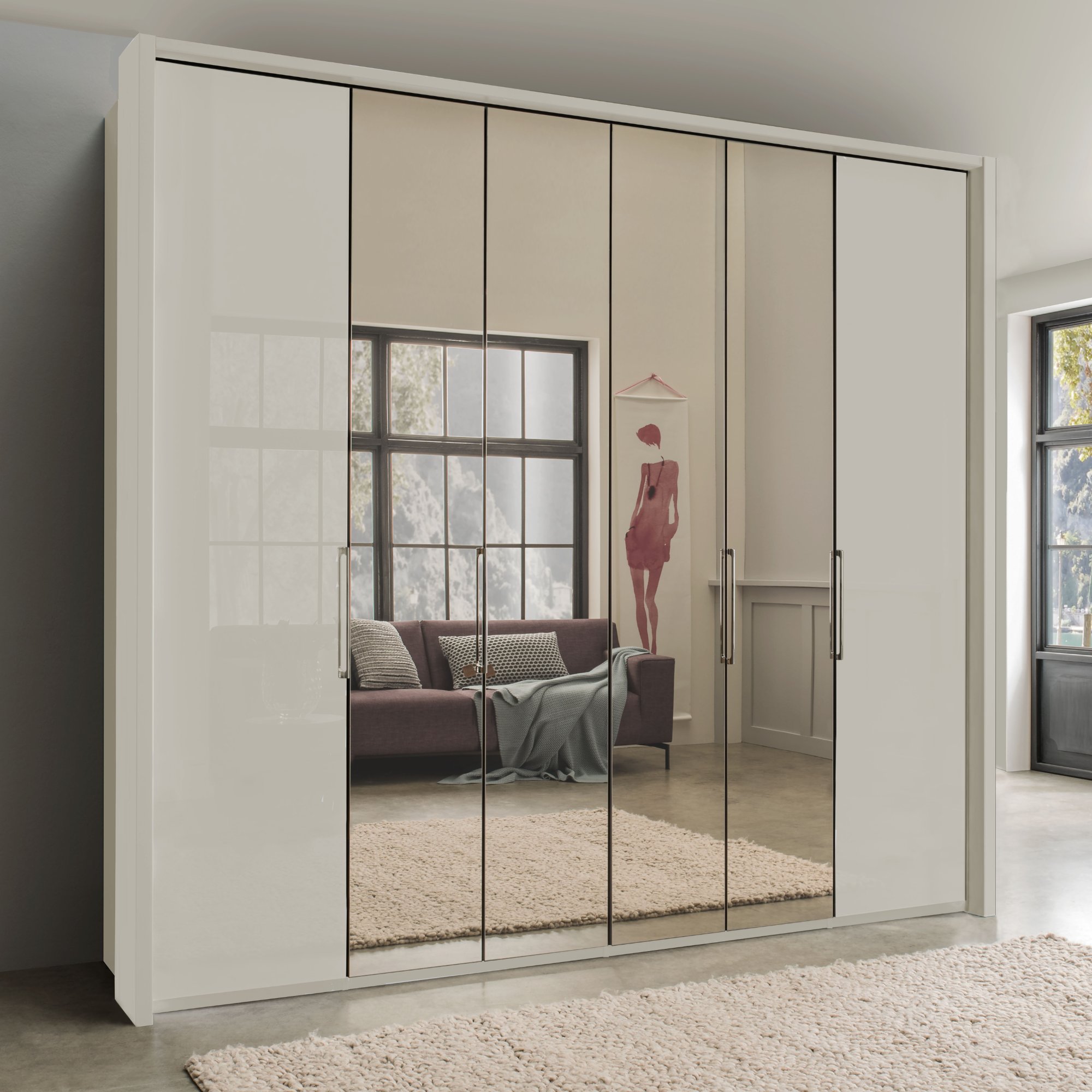 Wiemann Monaco 1000 6 Door Mirrored Wardrobe | Cookes Furniture