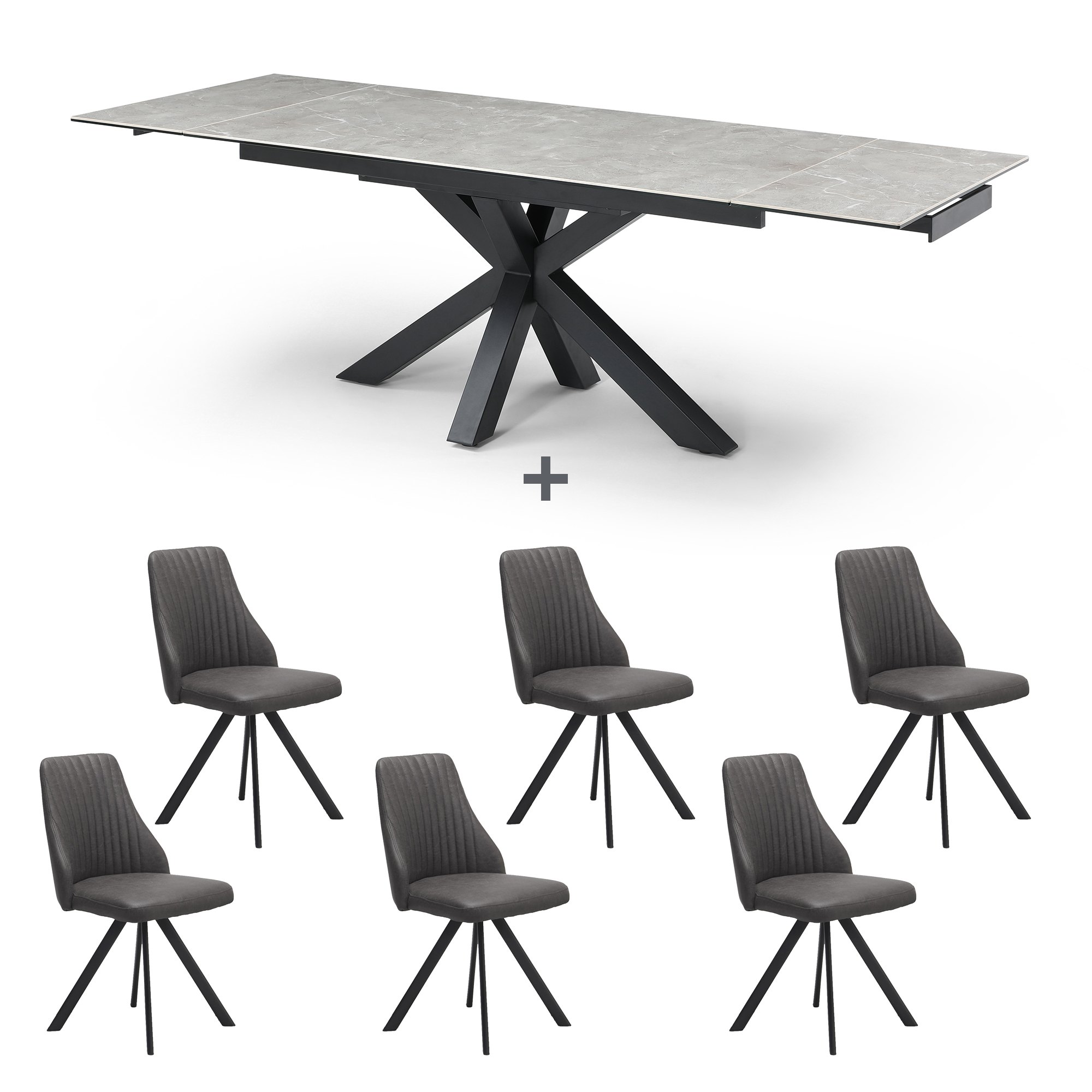 Kalufa Extending Dining Table & 6 Austin Chairs | Cookes Furniture