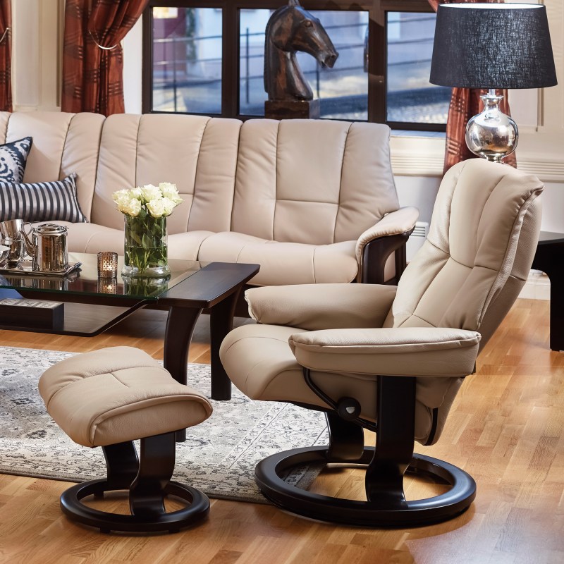 Mayfair medium chair & ottoman with classic base store