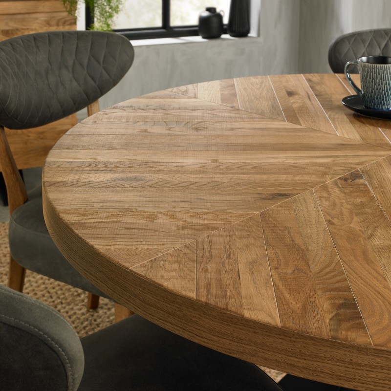 SATURN RUSTIC OAK DINING Saturn Circular Dining Table & 4 Martha Chairs ...